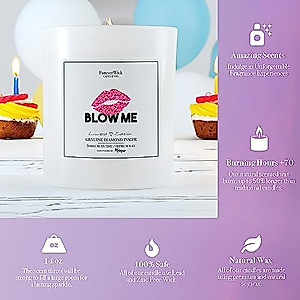 Blow Me Surprise Candle with Diamond Inside | Foreverwick Candles | Scented Soy Candles Gifts for Women Anniversary Candle Wax | Romance Candles All-Natural Organic Soy Candle 14oz | 70h