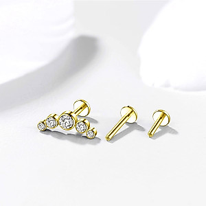 Gnoliew 16G 316L Stainless Steel Labret Monroe Lip Ring Studs Cartilage Helix Tragus Conch Daith Nose Piercing Jewelry (16g Gold)
