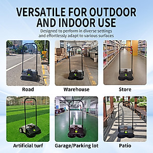 UNICOO Electric Hand Push Sweeper - Battery Powered Floor Sweeper, Walk Behind Floor Sweeper, Efficient Push Sweeper for Indoor and Outdoor Cleaning. 23" Sweeping Width, 6.6 Gallon Waste Container