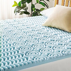 Mellow 2 Inch 5-Zone Memory Foam Mattress Topper, Cooling Gel Infusion, Full, Blue