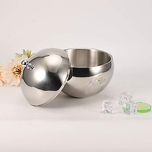 Insulated Ice Bucket, Stainless Steel Double Wall Insulation Ice Trays Container Wine Champagne Barrel with Cover for Wedding Parties