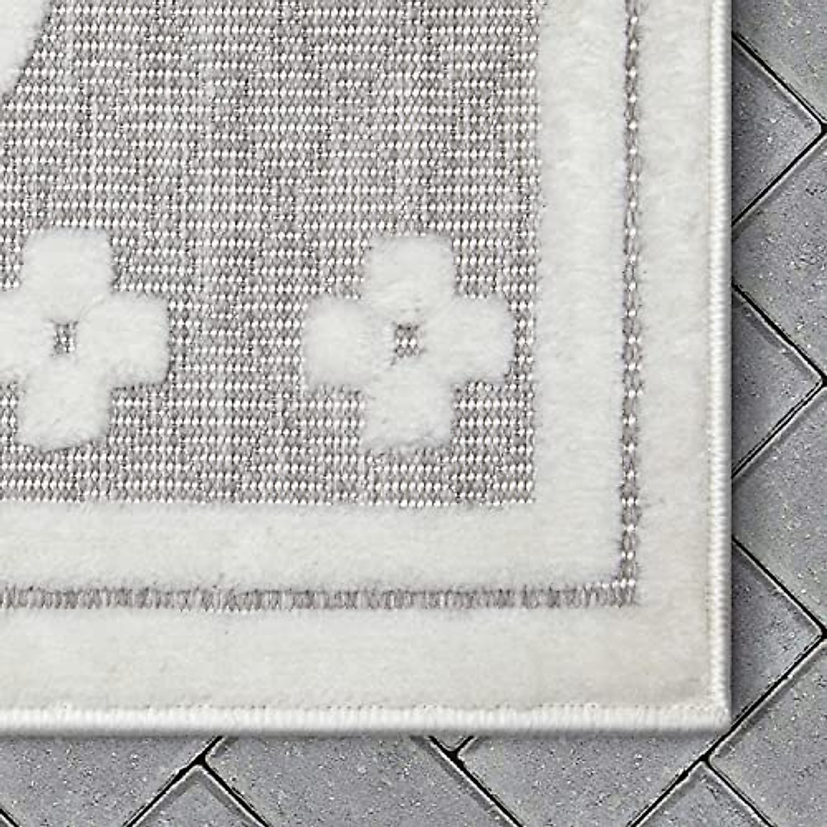 Well Woven Mali Tribal Diamond Pattern Indoor/Outdoor Grey 5'3" x 7'3" High-Low Area Rug