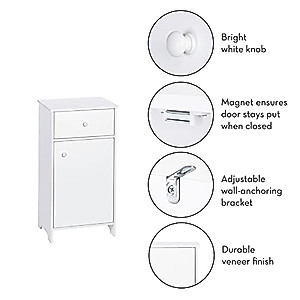 RiverRidge, White Medford Single Door Floor Cabinet with Drawer, One Size