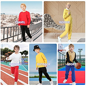 DOTDOG Kids Unisex Soft Brushed Fleece Pull-on Jogger Sweatpants Basic Casual Pants for Boys or Girls (3-12 Years)(Yellow, s)