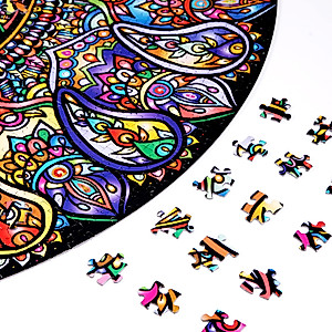 Bgraamiens Puzzle-Mandala Petals-1000 Pieces Round Puzzle Color Challenge Jigsaw Puzzles for Adults and Kids(Mandala Petals)