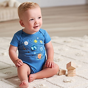 Gerber Baby Boys 5-Pack Short Sleeve Variety Onesies Bodysuits Space 3-6 Months