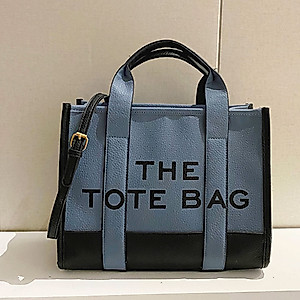 The Tote Bag for Women Large Leather Tote Bag Dupes Top Handle Crossbody Handbags Blue Black