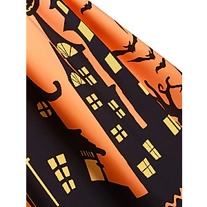 ZEZCLO Women's Plus Size Halloween Dress Funny Striped Pumpkin Halloween Costume Flared Dresses Orange 3XL