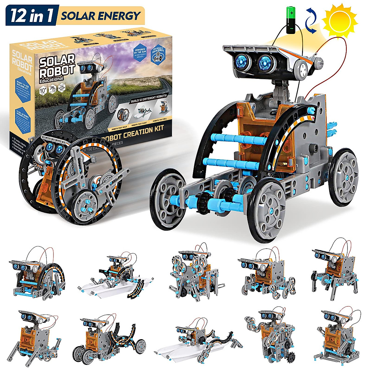 STEM Projects for Kids Ages 8-12, Solar Robot 12-in-1 Building Toys, Gifts for 8 9 10 11 12 Year Old Boys Girls, Education Science Robotics Kits Stem Toys, DIY Learning Science Boys Toys