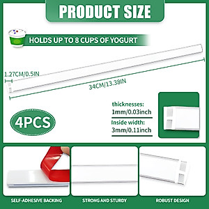 4 Pack Yogurt Organizer for Fridge, Yogurt Fridge Holder, Yogurt Holder with Adhesive Tapes for 3.75 Inch Yogurt, Yogurt Holder Tapes for Greek and Vegan Yogurt
