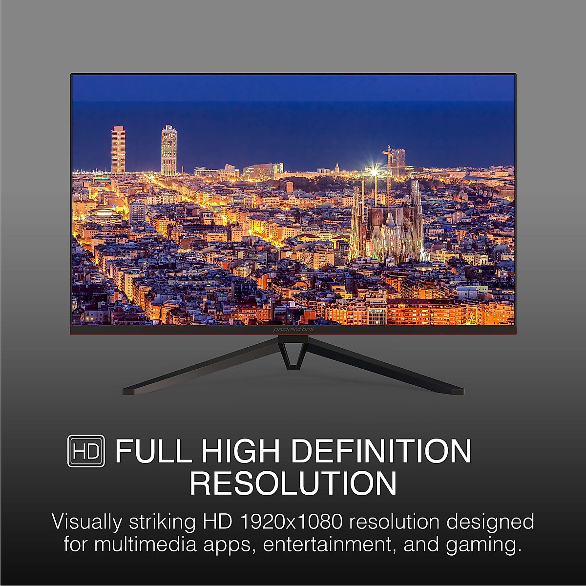 Packard Bell airFrame 32" FHD Monitor, 1920x1080, Ultrawide, VESA Mount Compatible, Tilt Adjustment, HDMI/VGA, Slim Bezel, for Home, Office, and Light Gaming