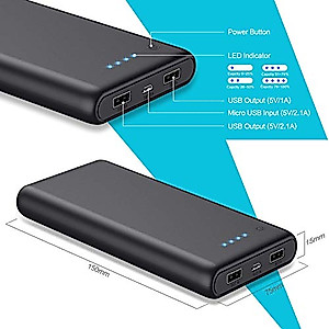 Portable Charger 26800mAh【2022 Upgrade High Capacity】Power Bank Ultra Compact External Battery Pack Backup with 4 LED Lights,Dual USB High-Speed Charging Compatible with iPhone 13 Samsung Android etc
