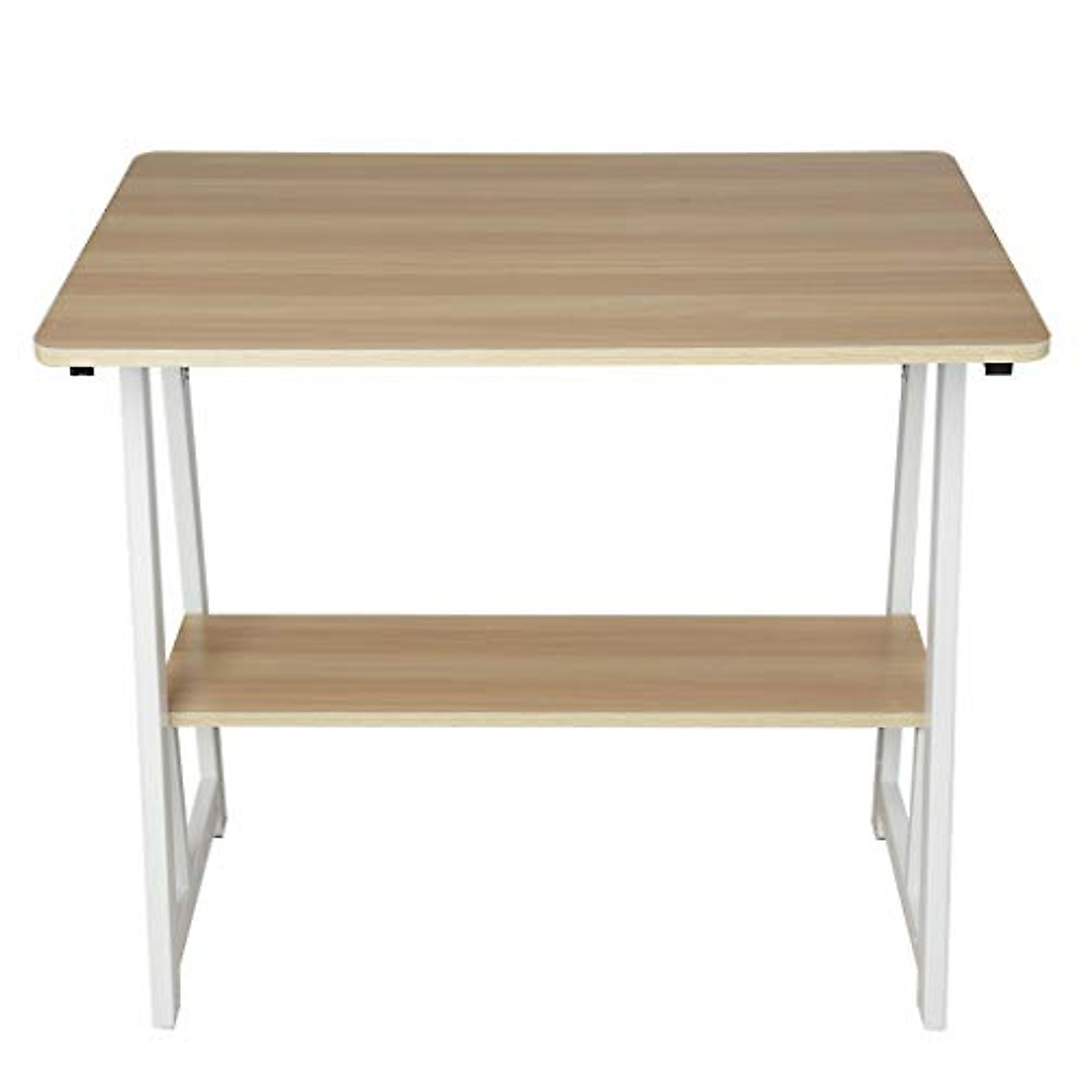 ZHOU2# Desktop Computer Desk with Storage Rack, Home Office Study Writing Table Computer Gaming Table Bedroom Laptop Study Table, Student Bookcase Study Reading Writing Desk PC Laptop Table (Yellow)