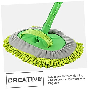 KALLORY Telescopic Car Wash Mop Cleaning Mops Floor Cleaner Mop Floor Mops Home Telescopic Mop Chenille Cleaning Mop Retractable Mop Handle Green Household Aluminum Alloy Sponge Mop