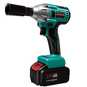 KINSWOOD 20V Cordless Impact Wrench 1/2 inch, Powerful Brushless Motor, Max 320 Torque ft-lbs, 3.0A Li-ion Battery, 4Pcs Driver Impact Sockets, Fast Charger (2 Battery)