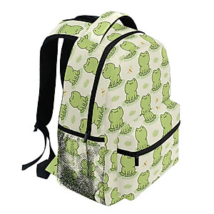 MNSRUU Student School Backpack Cute Frog and Dragonfly College Laptop Backpack Business Travel Carry On Backpack Bookbags for Adult Teen, M