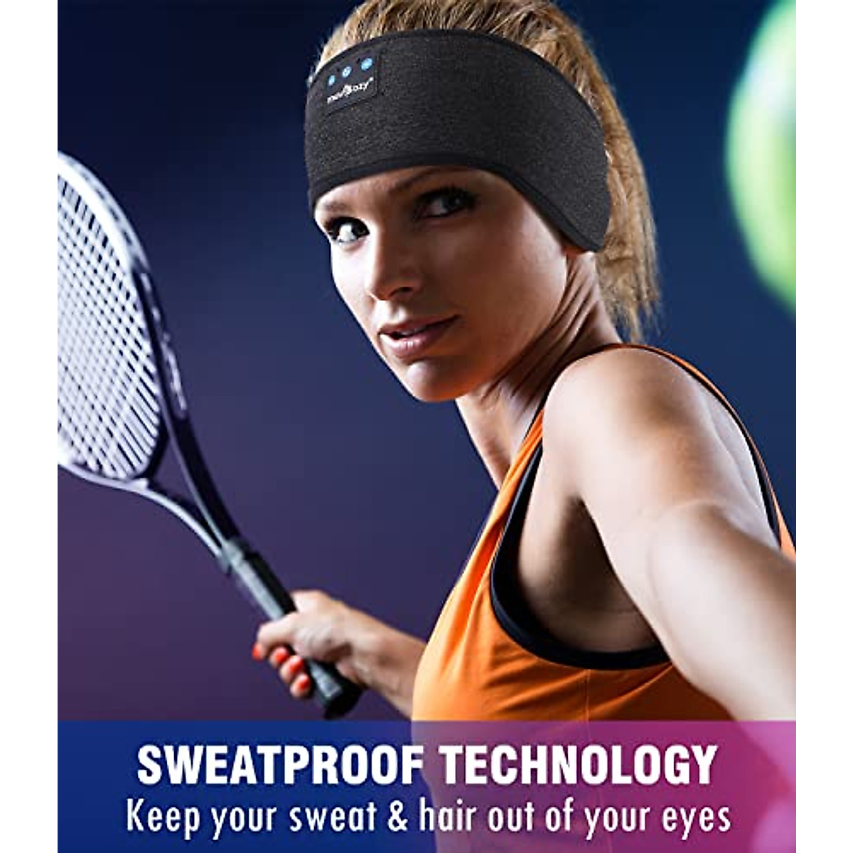 MUSICOZY Sleep Headphones Bluetooth Sports Headband, Wireless Music Sleeping Headphones Sleep Eye Mask Earbuds for Side Sleepers Workout Running Insomnia Travel Yoga Office, Pack of 2