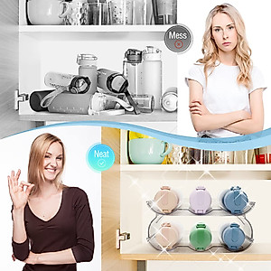 Seolmae Stackable Water Bottle Organizer for Cabinet, Water Bottle Holder Countertop, Cup Organizer for Kitchen, Pantry and Fridge, Free-Standing Kitchen Storage Holder for Wine and Drink Bottles