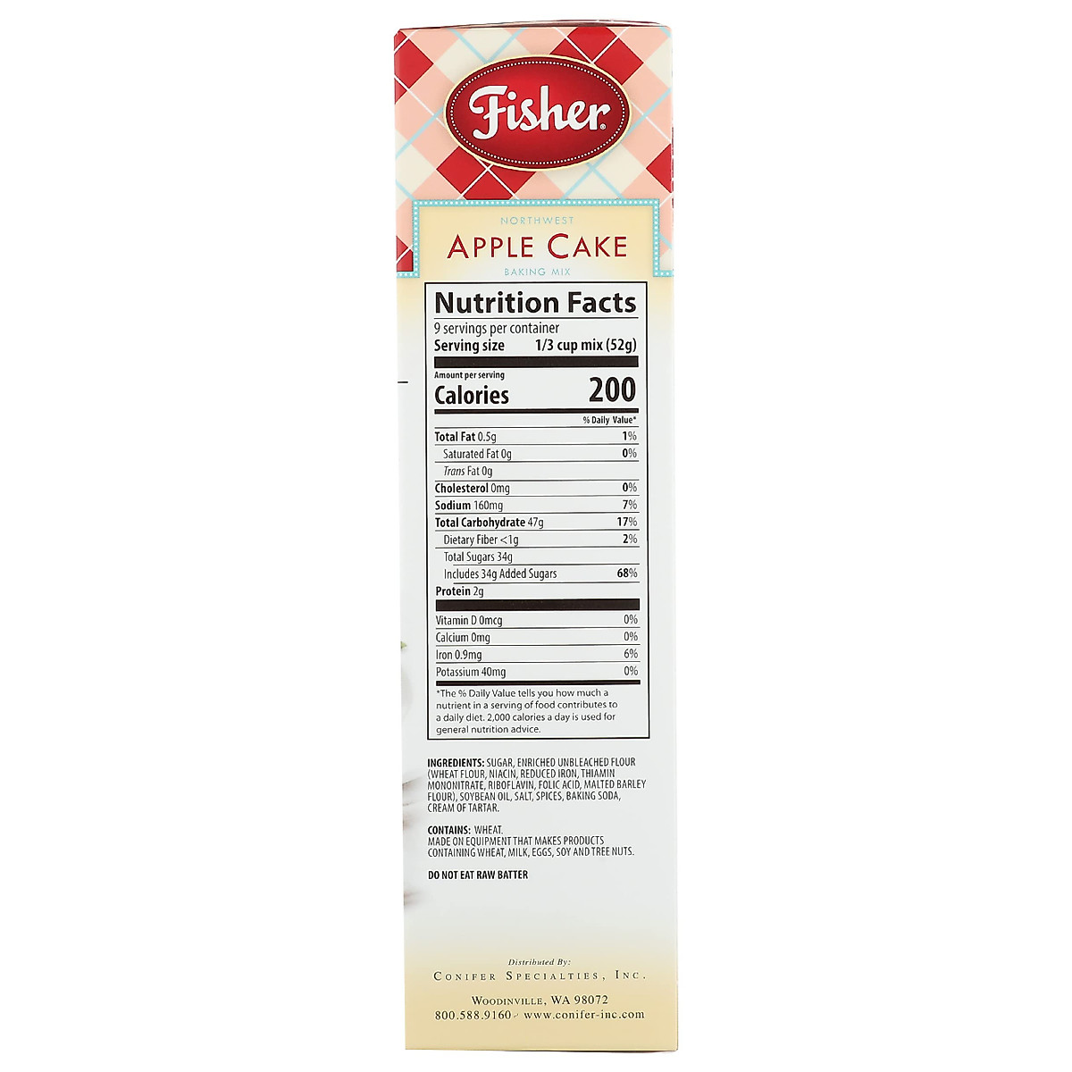 Fisher Northwest Apple Cake Mix, 16.5 OZ (Pack of 3)