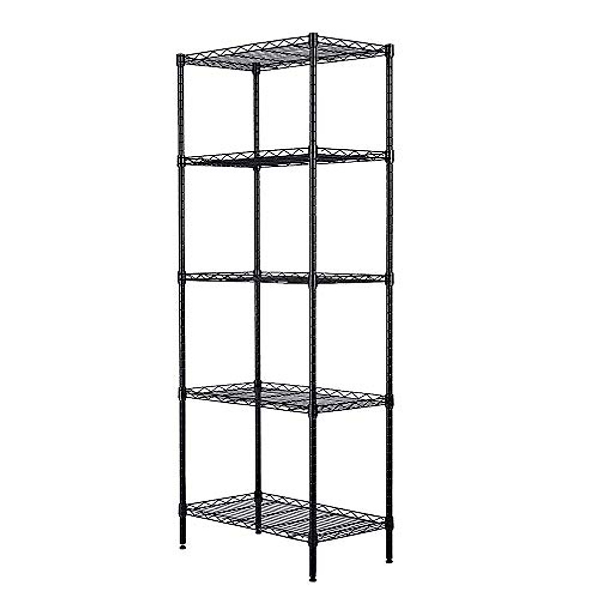 5 Tier Wire Shelving Metal Storage Shelves Heavy Duty Adjustable Shelf Standing for Laundry Bathroom Kitchen Pantry Closet 22"x12"x60" (Black1)