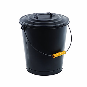 Pleasant Hearth Fireplace Ash Bucket with Lid,Black