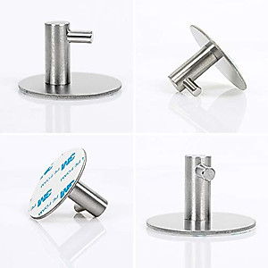 HouseAid Self Adhesive Circle Towel Hooks, No Drilling Stainless Steel Robe Hook Holder, Brushed Nickel (6 Pack)