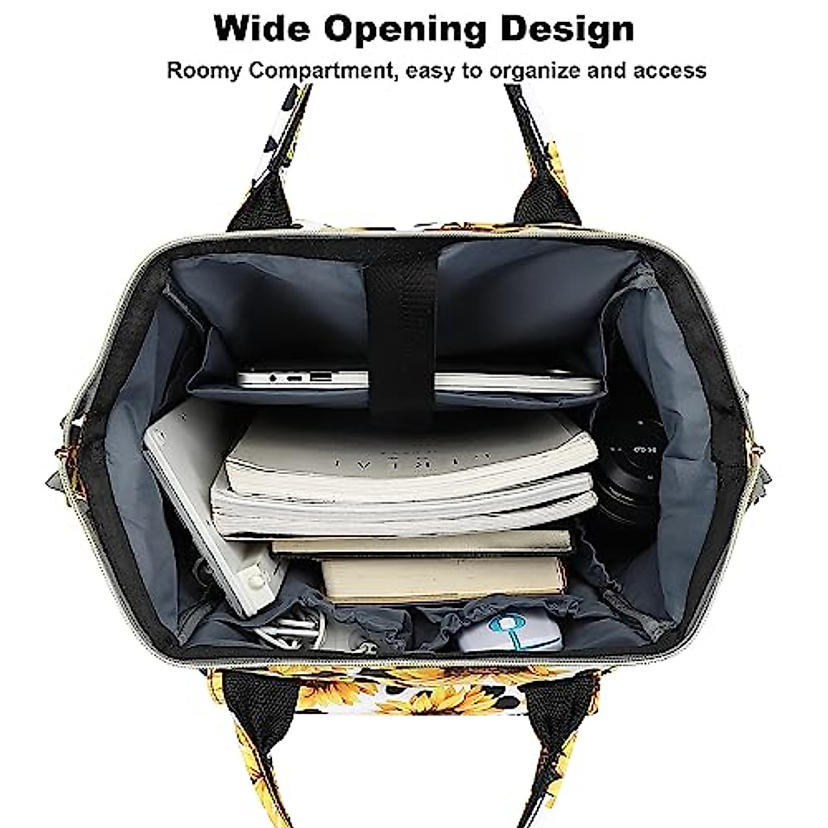 Mimfutu Sunflower Cow Print Laptop Backpack College School Backpack Bookbags Nurse Backpacks Travel Bags Casual Daypacks for Women Girls Fits 15.6 Inch Notebook