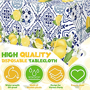 Potchen 194 Pcs Capri Lemon Birthday Party Supplies Lemon Disposable Tableware Set Capri Lemon Banner Paper Plates Napkins Cups Cutlery Tablecloth for Bridal Shower Party Decor, Serves 24 Guests