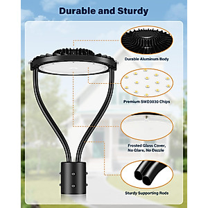 LED Post Top Light 150W, LED Circular Area Light 21000Lm 5000K LED Parking Lot Light, Outdoor Pole Lights Fixture for Garden Yard Street Lighting