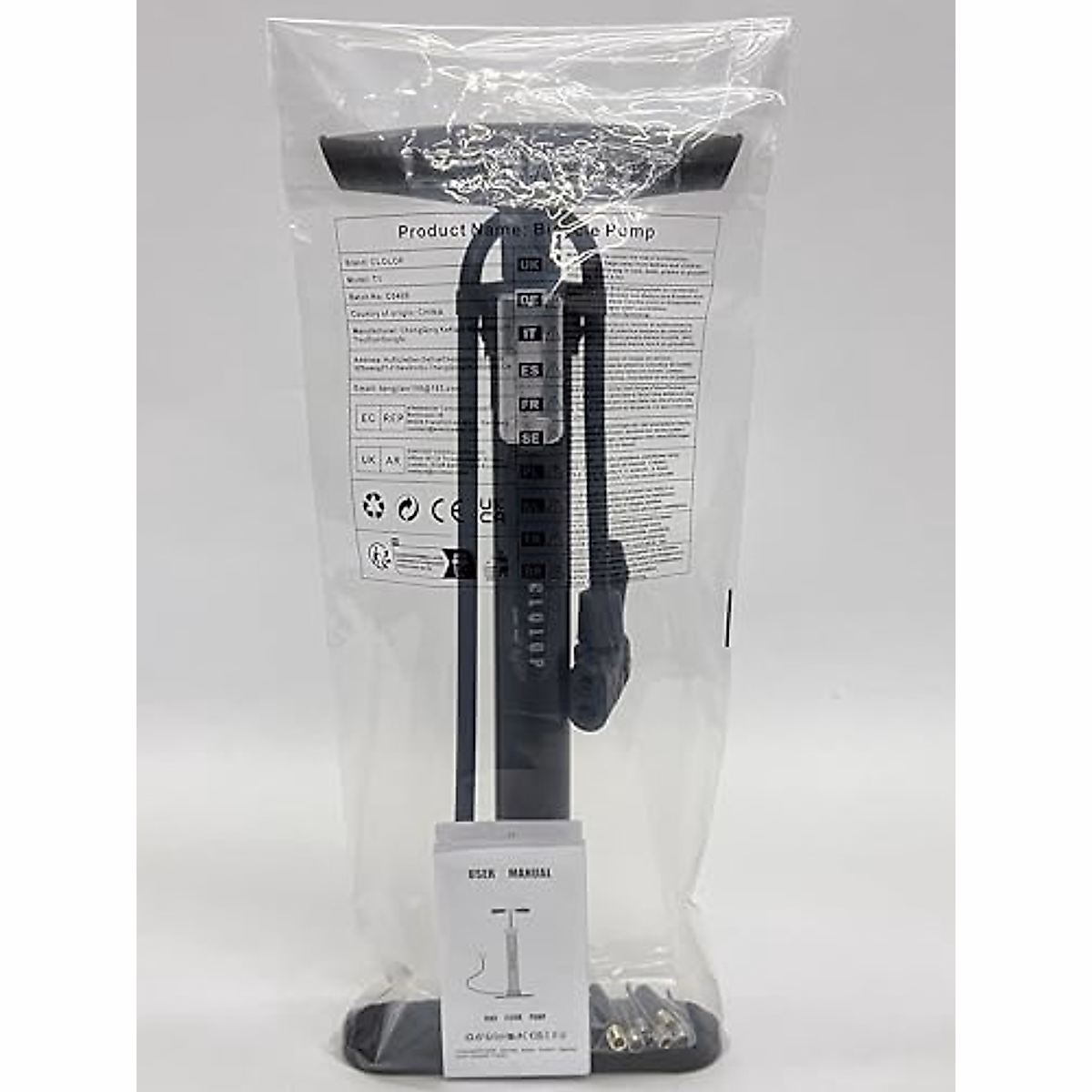 CLOLOP Portable Bike Pump, Bicycle Floor Pump Stand Pump Ball Pump with Presta & Schrader Valves for Bike Tyre, Sports Ball Balloons Swimming Rings etc. (Classic)