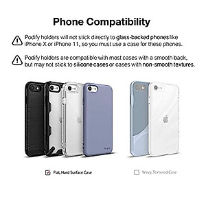 POPMAGNETZ Podify (2-Pack) AirPods Holder Stick On Adhesive Silicone Earbud Sleeve Case Attachment Accessory for Back of Cell Phone, iPhone & Android, Fits AirPods & AirPods Pro (Clear)