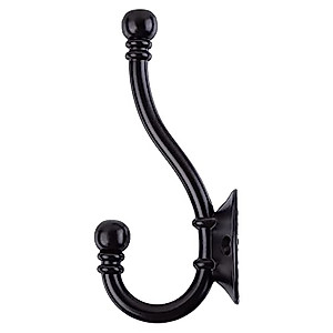 UNIQANTIQ HARDWARE SUPPLY Double Prong Dark Oil Rubbed Bronze Finished Hat and Coat Hook with Ball Ends | Wall, Hall Tree, Rack Mount Vintage Coat Hooks for Hanging Garment | DL-P2669-OB (5)