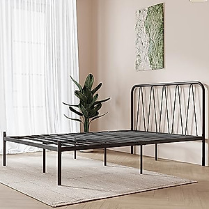 Novilla Twin Bed Frame, 14 Inch Metal Platform Bed Frame with Headboard, Heavy Duty Metal Slats Support, Easy Assembly, No Box Spring Needed