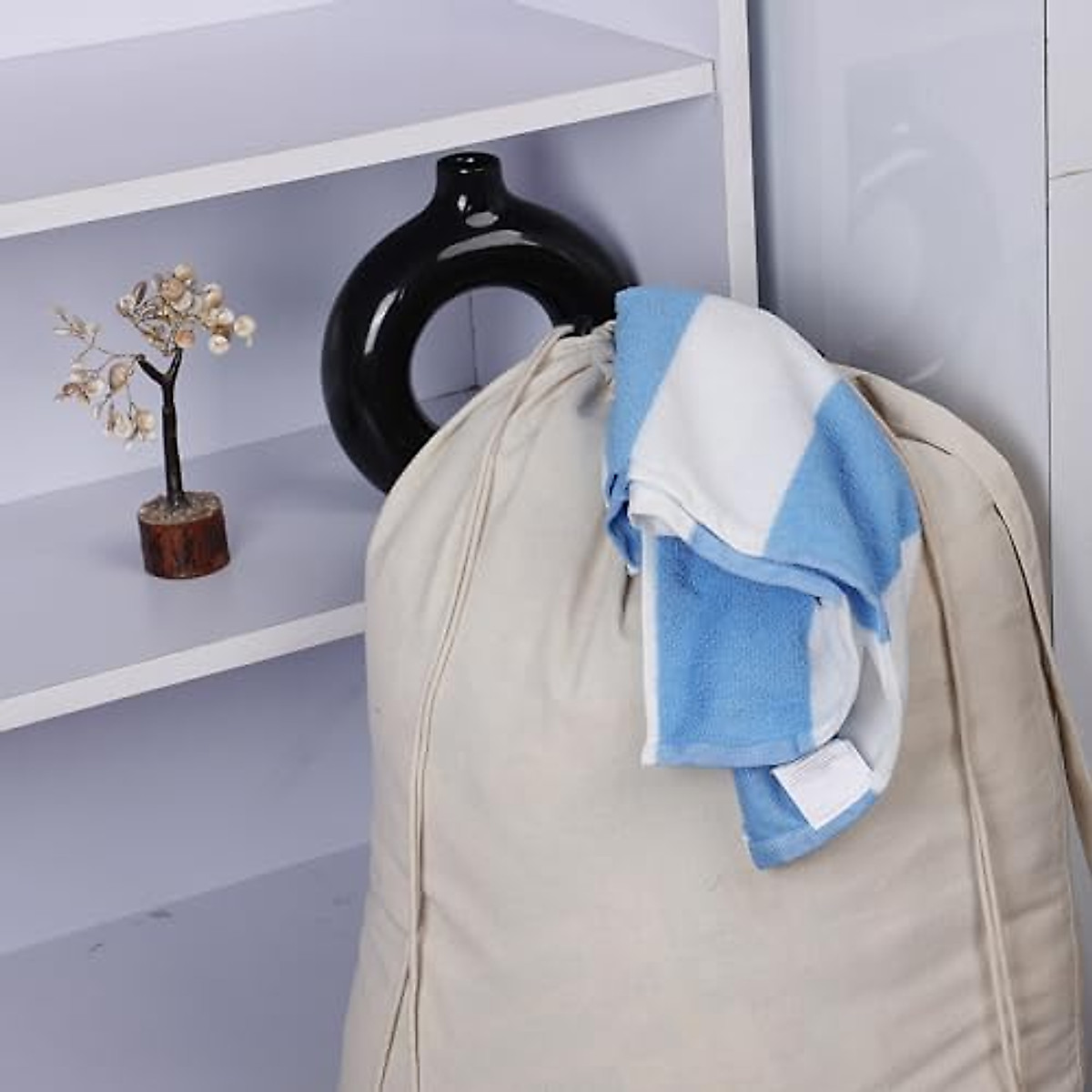 Foreign Punks Extra Large Natural Cotton Laundry Bag 22 x 28 (56CMX71 CM) Pack of 1 Natural