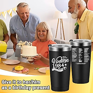 Greatingreat 1984 40th Birthday Gift for Women and Men - 40th Gifts for Parents - 40th Class Reunion - Mom Dad Wife Husband Present - 20oz Tumbler Cup Black