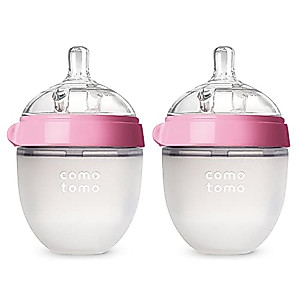 Comotomo Baby Bottle, Pink, 5 Ounce, 2 Count (Pack of 1)