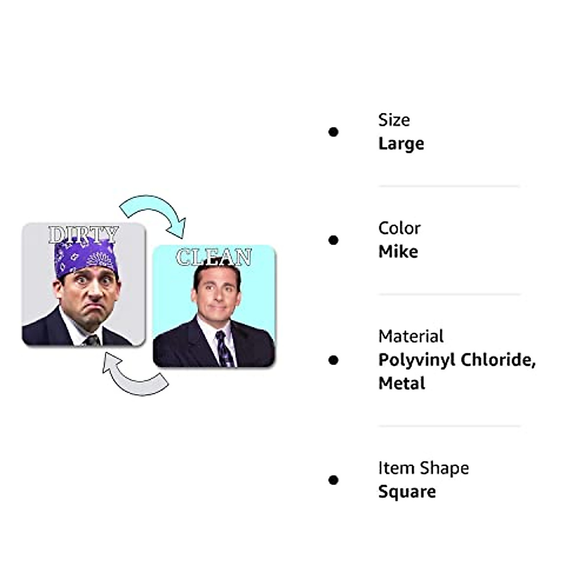 DUNGGLE Dishwasher Magnet Clean Dirty Sign Indicator, Washing Machine Magnet Double Sided Kitchen Dish Washer Refrigerator Magnet Flip with Magnetic Plate Office Michael Scott