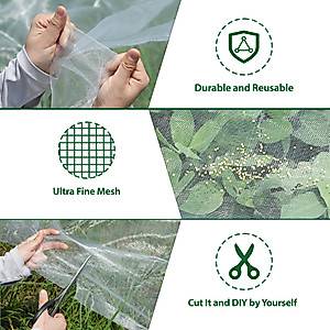 10 * 50FT Thicker Ultra Fine Garden Mesh Netting Pest Barrier, Plant Covers for Outdoor Patio Greenhouse Vegetables Fruit Flower Garden Protection, Row Covers Fabric Screen Insect Bug Bird Netting