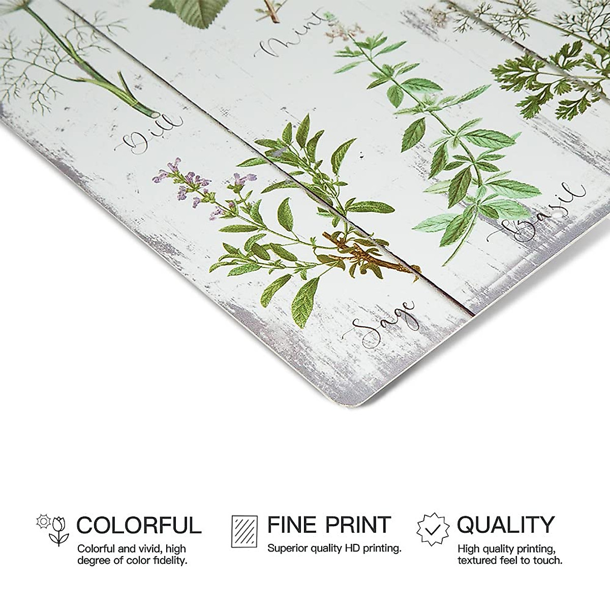 Putuo Decor Botanical Wall Decor, Education Infographic Herb and Spices Sign, Country Farmhouse Decoration Plaque for Bedroom, Kitchen, Garden, 12x8 Inches Aluminum Metal Art Sign