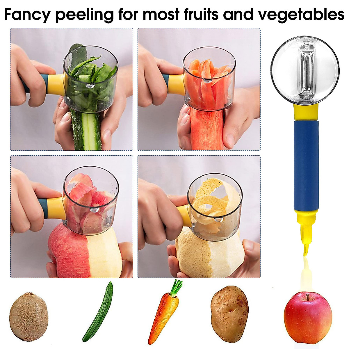 SKRYUIE Veggie Storage Peeler With Container, Stainless Steel Multifunctional Peeler, Peelers for Kitchen, Perfect Home Peeler for Veggie, Fruit, Potato, Carrot, Apple