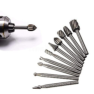 Yakamoz 20pcs 1/8" (3mm) Shank High Speed Steel Rotary Files Burrs Wood Milling Rotary File Burr Set for DIY Woodworking Carving Engraving Drilling