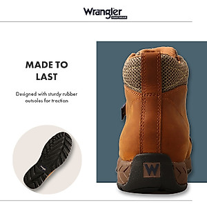 Wrangler Footwear 4In Trail Hiker High - Durable Hiking Boots for Women Featuring Double Leather Toe Cap, Waterproof LIng, and Midsoles Made with Sugarcane Molasses, Spice/Olive, 9.5 M, KWAW001