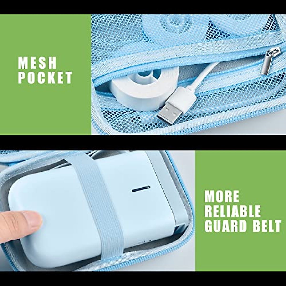 Case Compatible with NIIMBOT D11 Label Printer，Carrying Bag Storage Holder for Mini Smart Label Maker Label Printer Machine and Paper (Blue)
