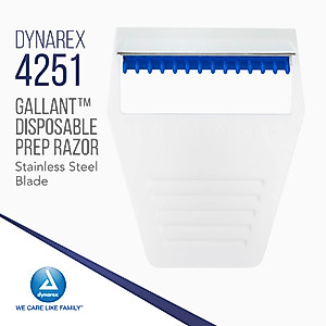 Dynarex Gallant Disposable Prep Razors, Used before ECG and other Procedures, Disposable Razors with Open Design, Ergonomic Surgical Prep Razors, 1 Box of 50 Razors