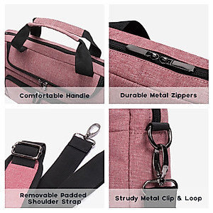 BERTASCHE Laptop Bag 17.3 inch for Women Computer Bag Laptop Case for Work Travel Business Briefcase w/Shoulder Strap,Rose Red