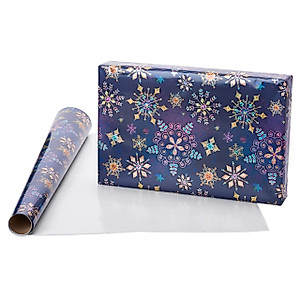 Papyrus Wrapping Paper Rolls for Christmas, Hanukkah, and All Holidays, Snowflakes Print and Metallic Silver (3 Rolls, 62.5 sq. ft.)