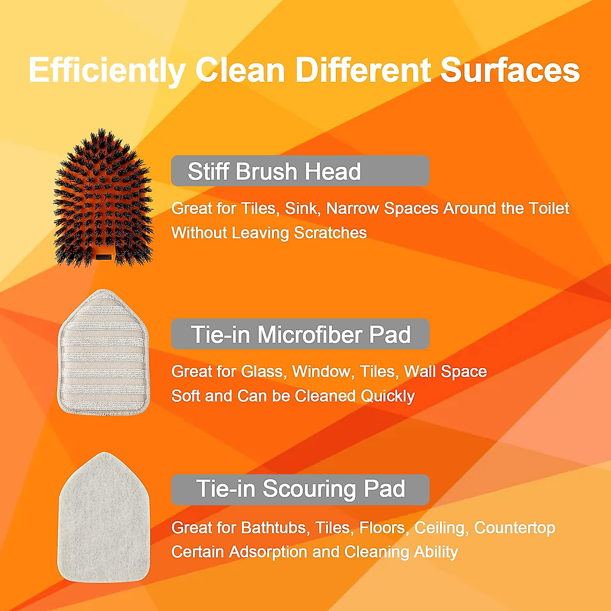 CLEANHOME Tile Tub Scrubber Brush with 3 Different Function Cleaning Heads and 56" Extendable Long Handle-No Scratch Shower Scrubber for Cleaning Bathroom Kitchen Toilet Wall,Bathtub,Sink,Grey