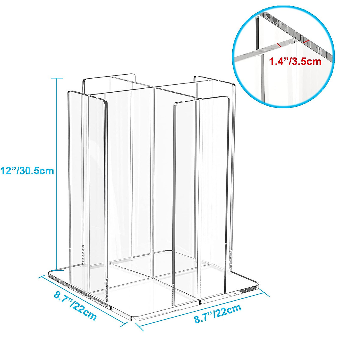 Tirifer Cup and Lid Holder, Coffee Cup Dispenser, Acrylic Cup Storage Organizer, Disposable Paper Cup Storage Holder with 4 Compartments for Countertop Coffee Station Bar Restaurant, Clear