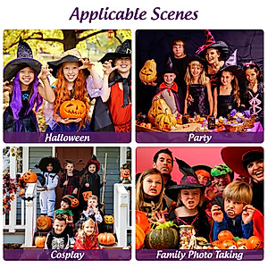 DECHOUS 2Pcs Halloween Witch Brooms, Kids Witch Broomstick Costume Props, 35in Small Halloween Broomstick Decor Wizard Flying Broom Purple Witch Broom for Party Cosplay Halloween