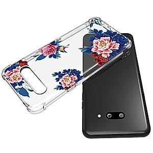 Tothedu Phone Case for LG V60 ThinQ 5G Case/LG V60/LM-V600 Case for Girls, Clear Slim Shockproof Pattern Soft Flexible TPU Back Phone Protective Cover Cases for LG V60 ThinQ (Blue Flower)
